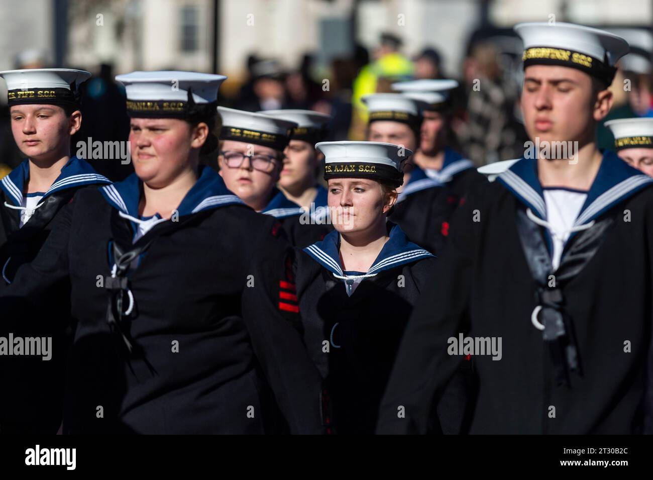 London, UK. 22 October 2023. Sea cadets take part in a parade in ...