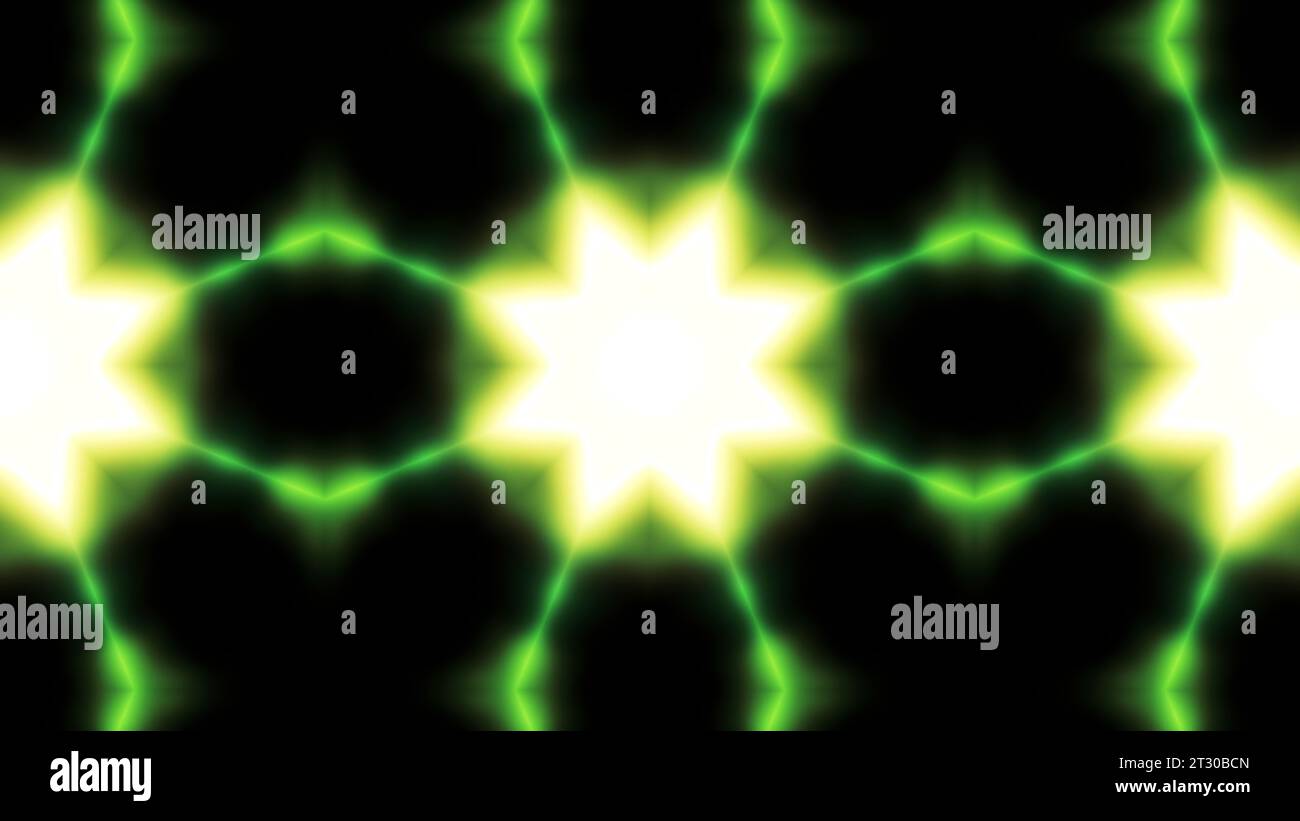 Kaleidoscopic pattern flashes brightly on black background. Motion. Bright flashes of ...