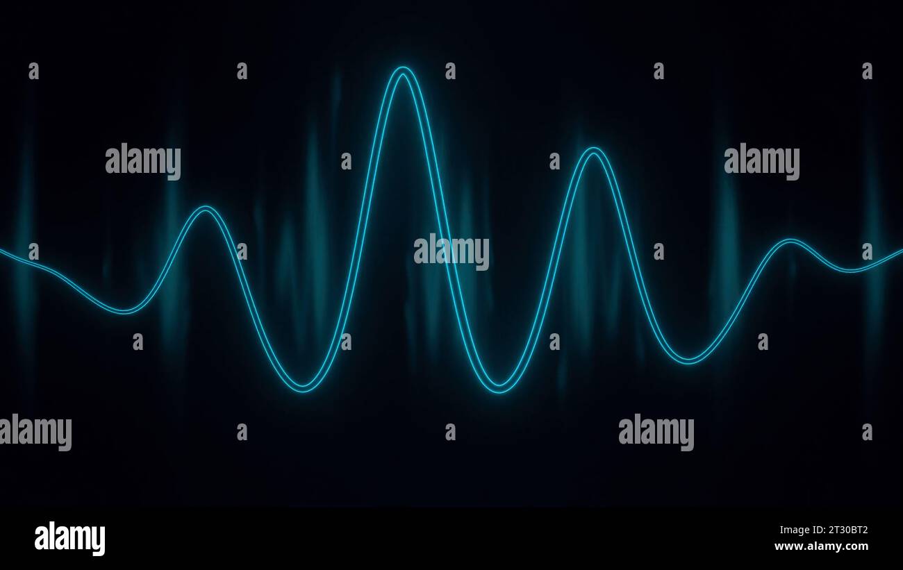 Moving wave neon line on black background. Design. Neon equalizer line ...