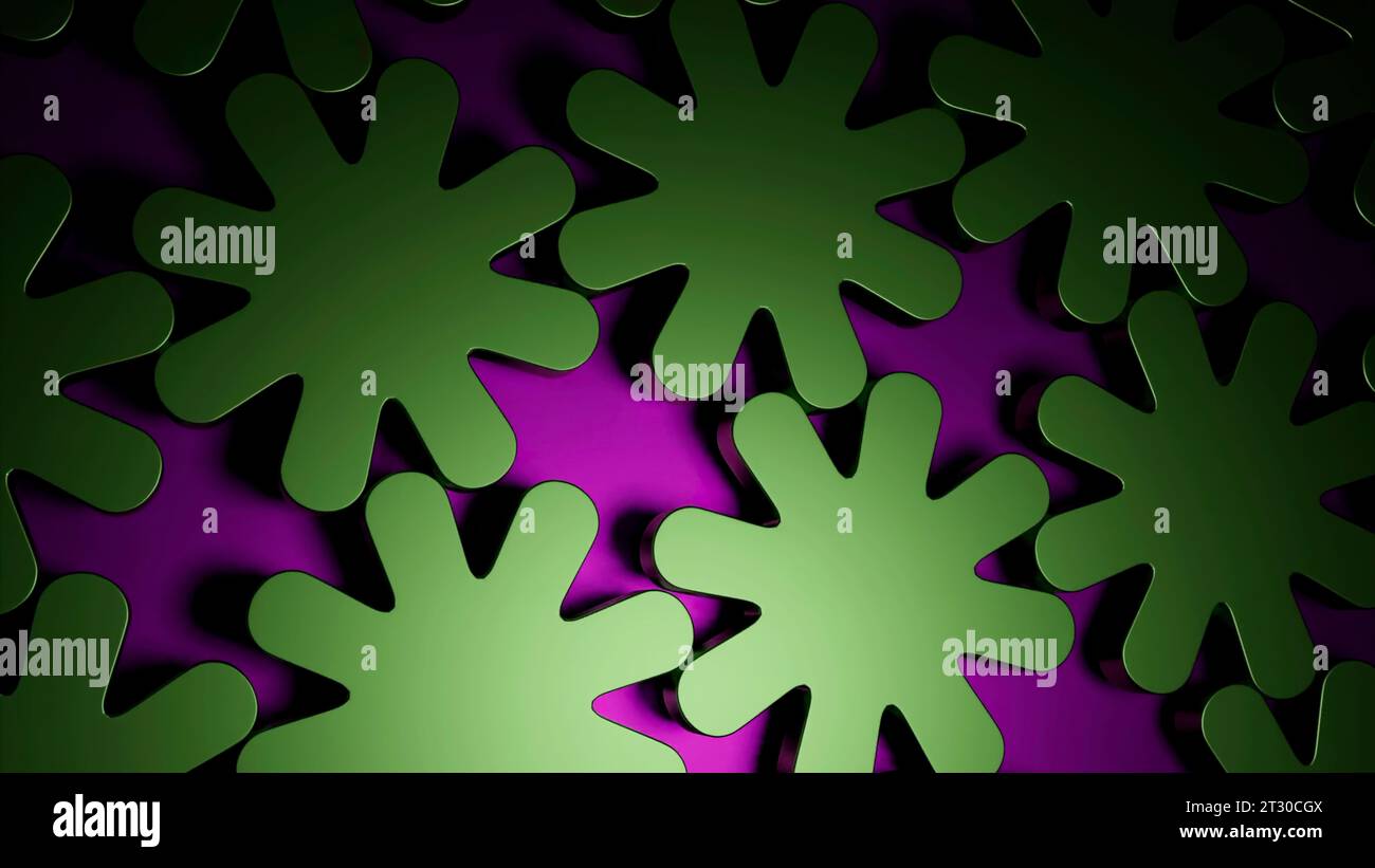 Purple and blue flower shapes. Design. Rotating mechanisms made in ...