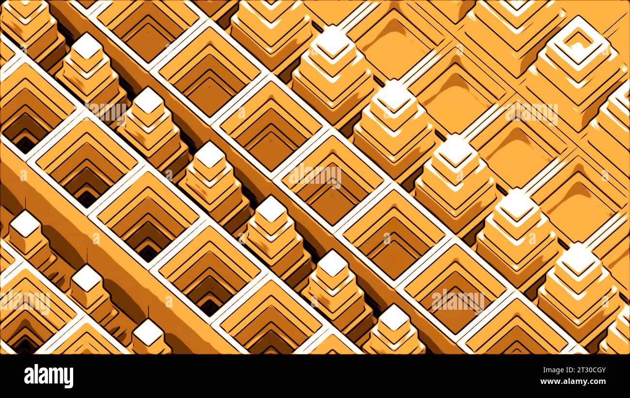Orange and green squares in animation. Design. Large squares rising and ...