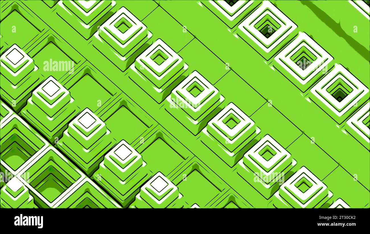Orange and green squares in animation. Design. Large squares rising and ...
