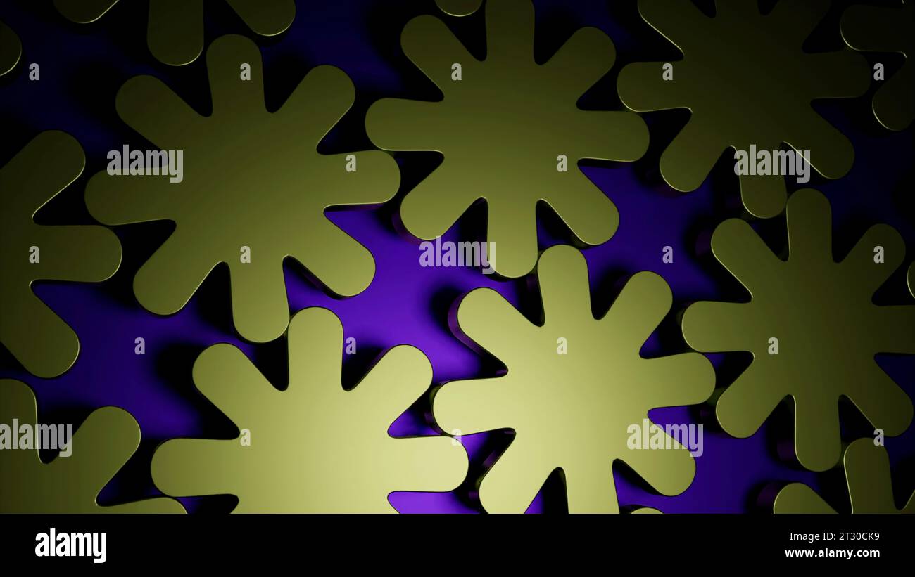 Purple and blue flower shapes. Design. Rotating mechanisms made in ...