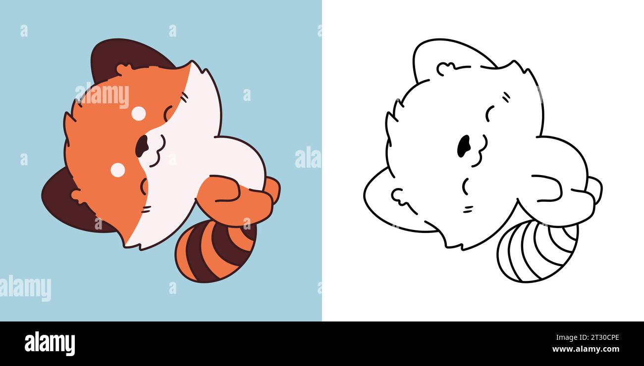 Cartoon Baby Red Panda Clipart for Coloring Page and Illustration. Clip ...