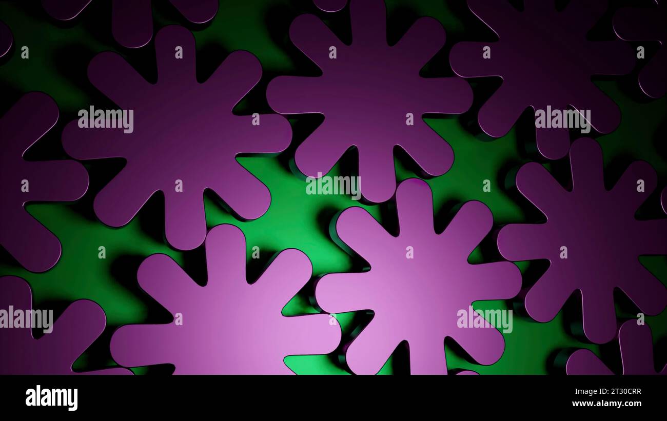 Purple background with rotating flower shapes. Design. Small flowers ...