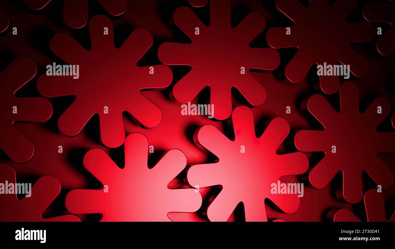 Red and purple contrasting background. Design. Metal parts rotating ...