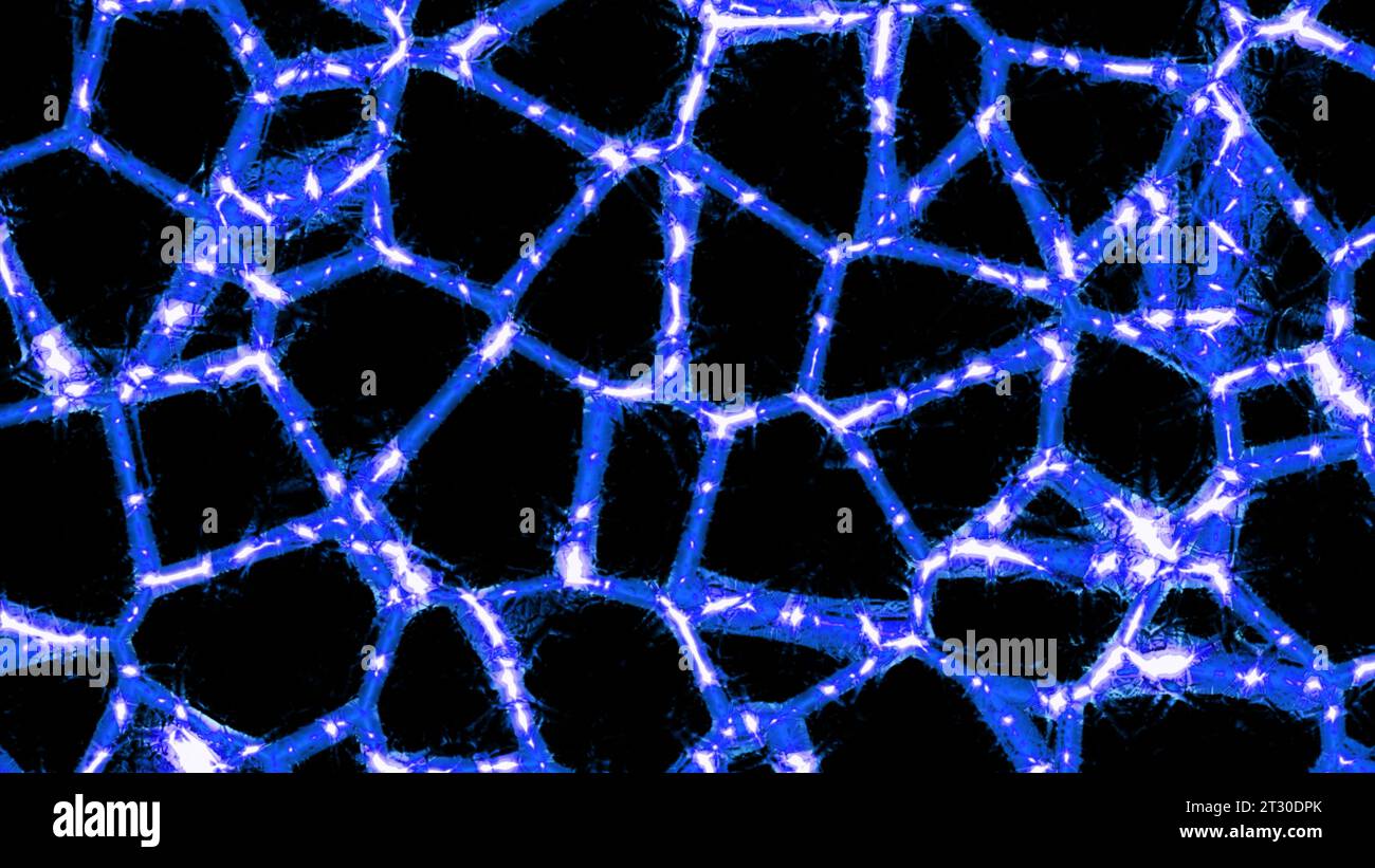 Pattern with moving neural networks on black background. Design. Bright ...