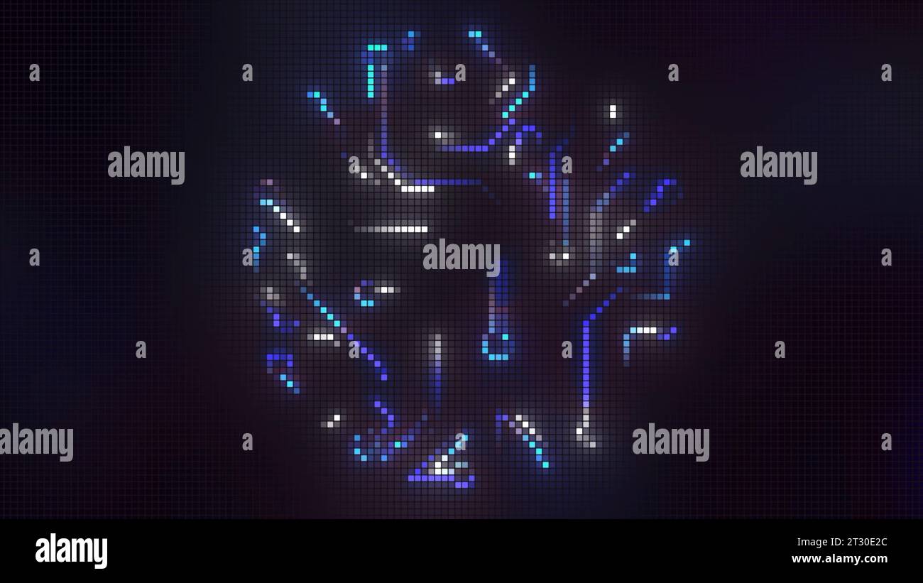 Virtual animation with moving brain neurons. Motion. Glowing lines ...