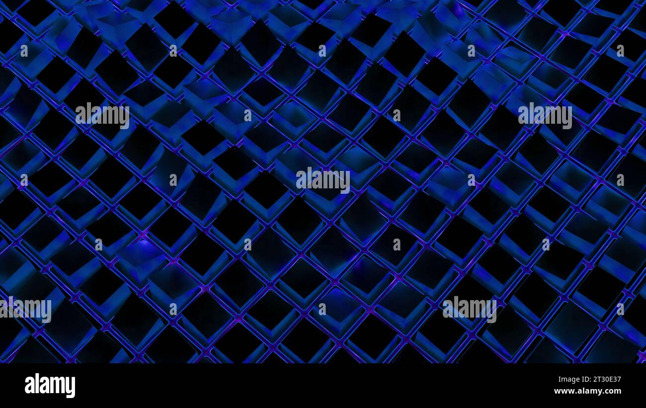 Virtual grid with water wave effect. Action. Square grid moves in waves ...