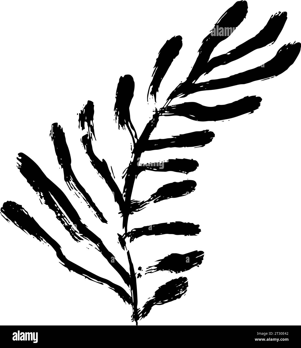 Leaf Icon. Grunge Dry Brush Illustration Stock Vector Image & Art - Alamy