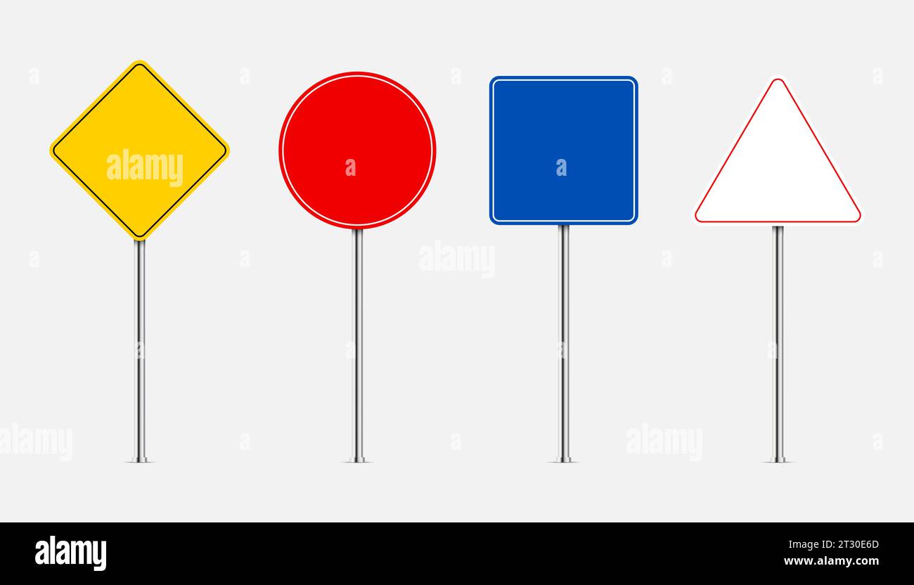 illustration of road warning sign isolated. realistic blank traffic ...