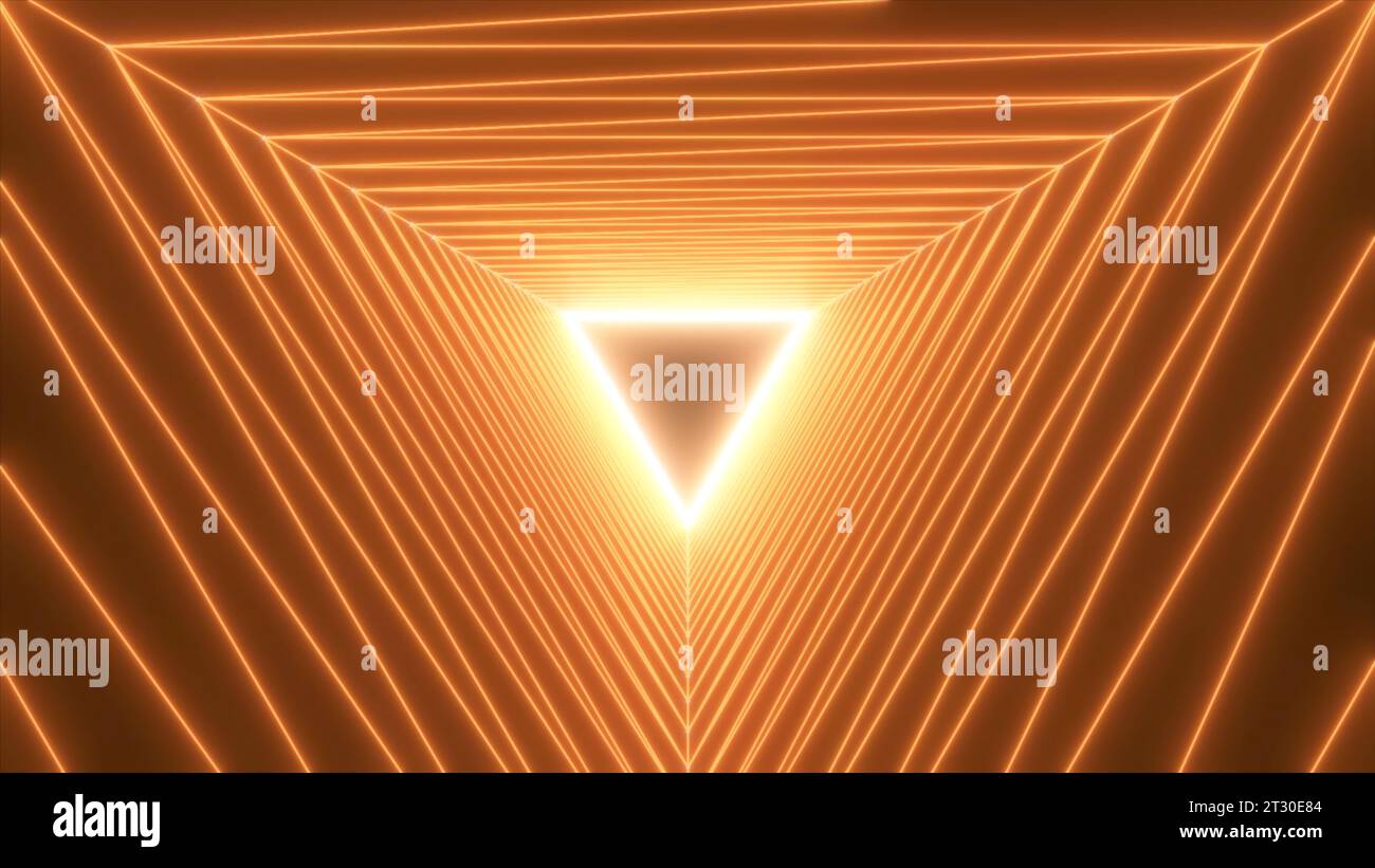 Glowing 3d tunnel of triangles with flashing. Motion. Space tunnel of ...