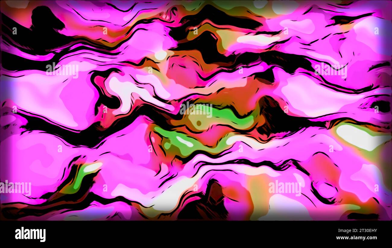 Colorful spots move in fluid pattern with lines. Motion. Animation of ...
