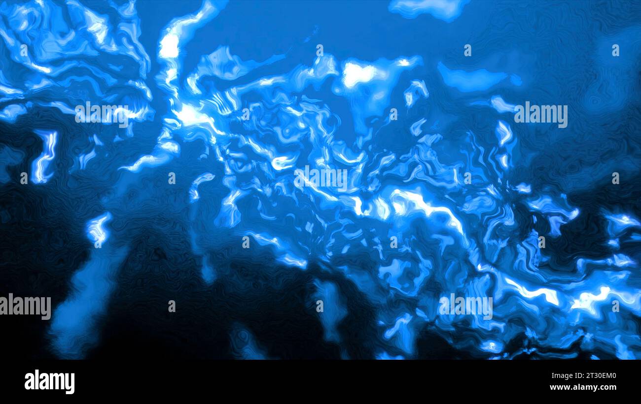 Rays of light reflected from liquid structure. Motion. Abstract curved ...