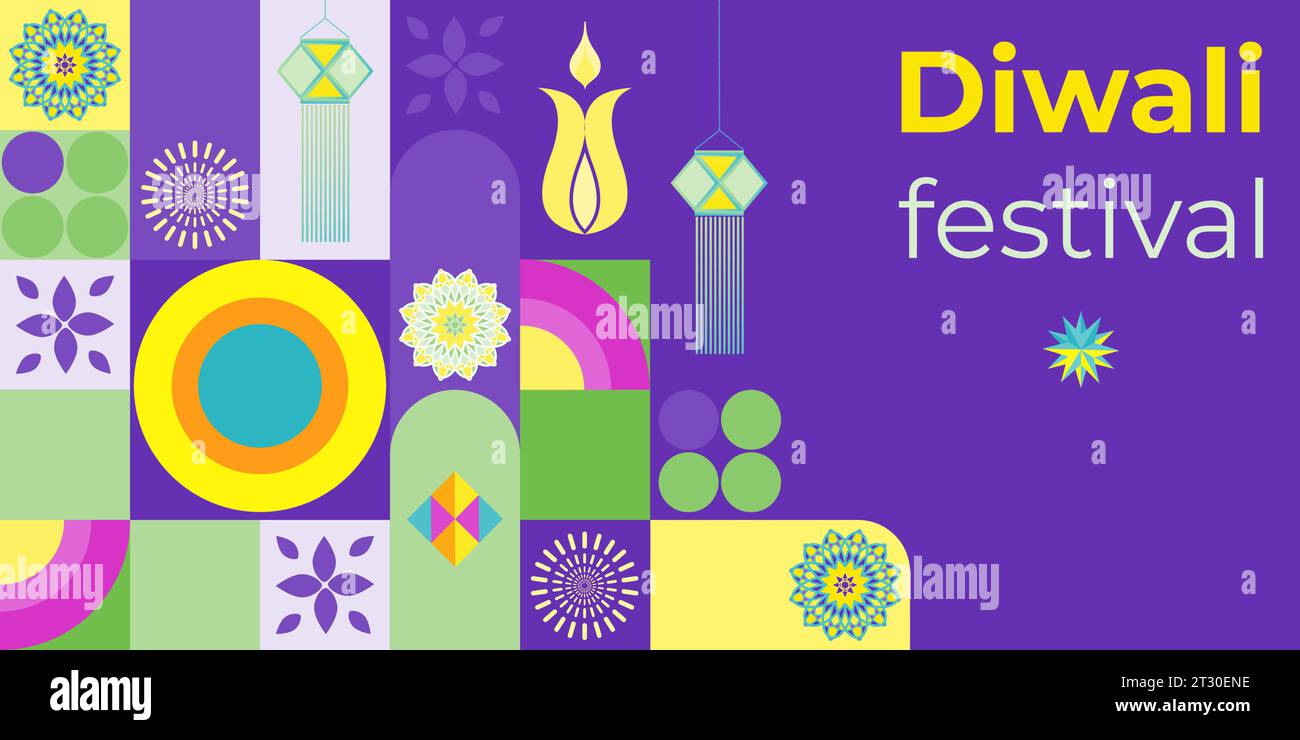 Happy Diwali, the festival of light. Modern geometric minimalist design ...