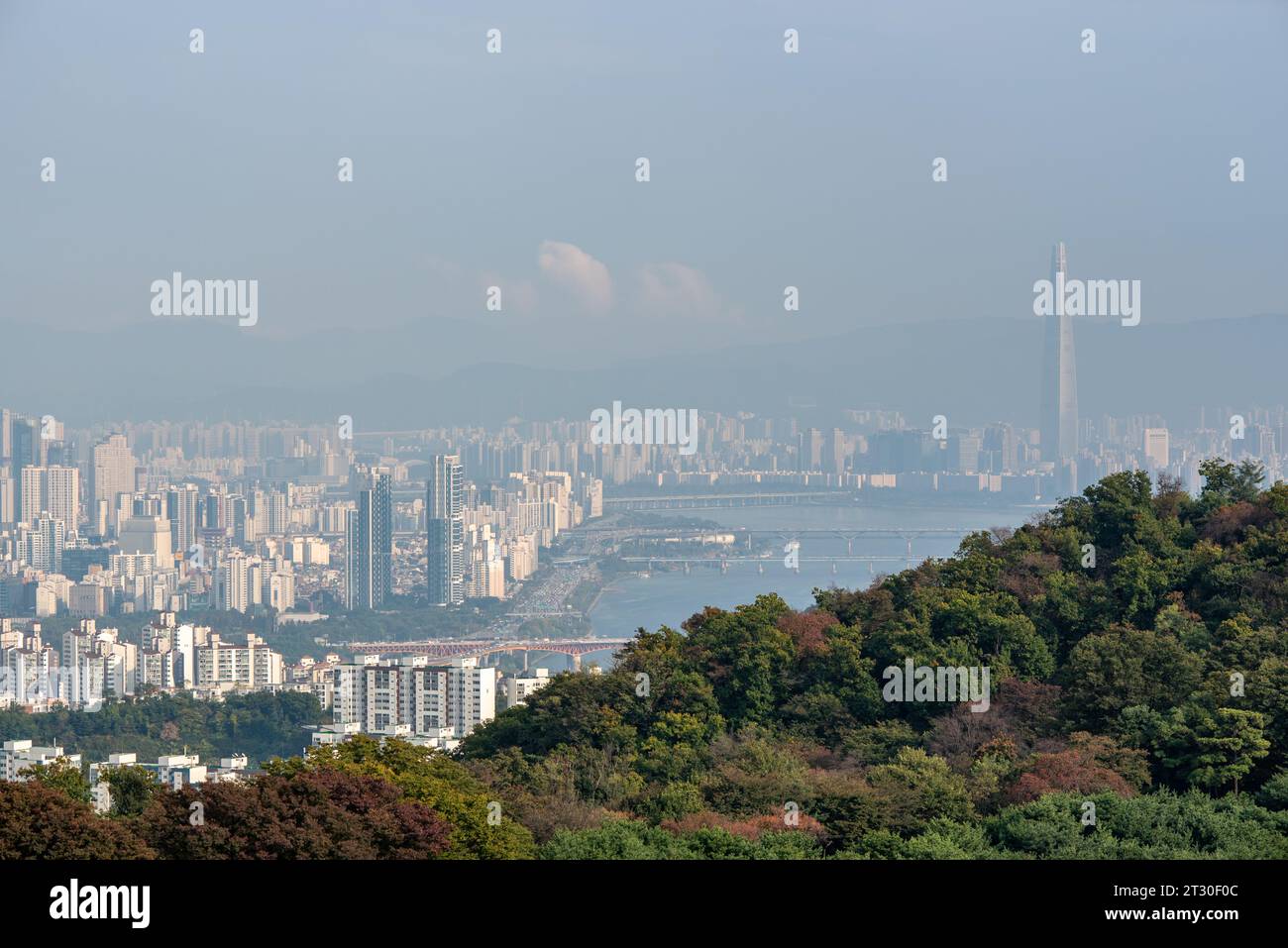 Smog pollution and Cityscape of Seoul capital of South Korea on 14 ...