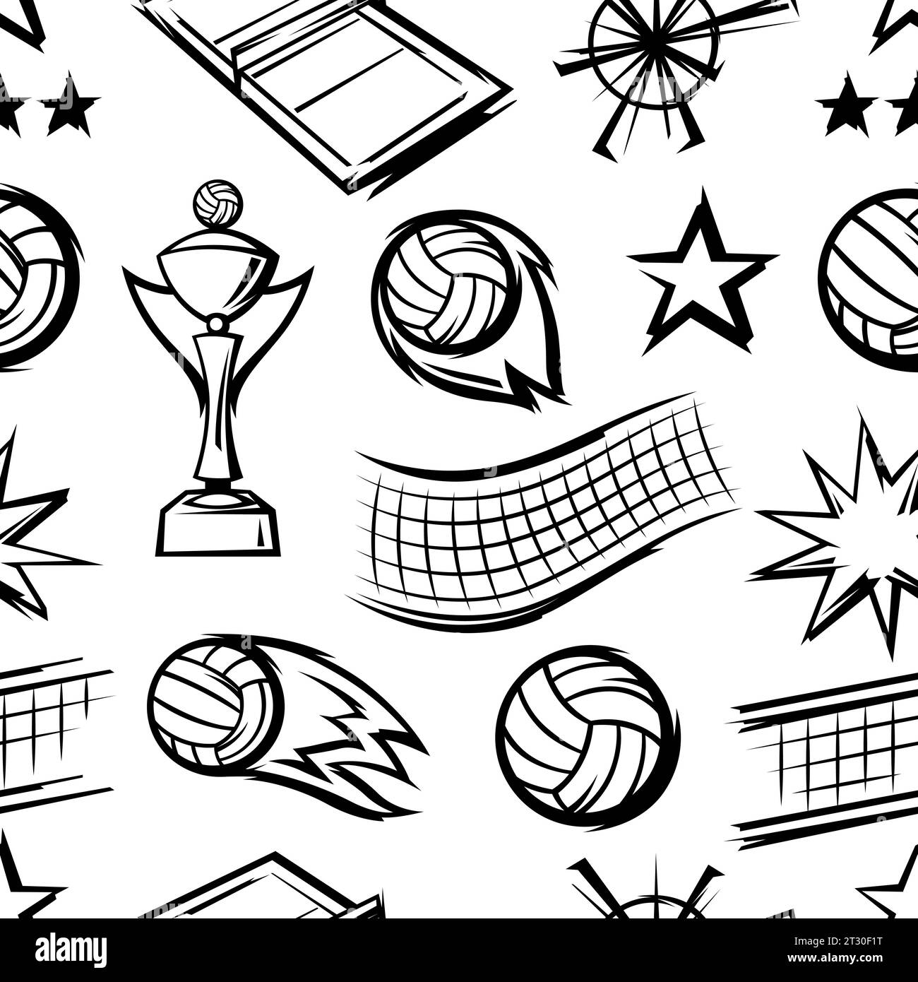 Pattern with volleyball items. Sport club illustration Stock Vector ...
