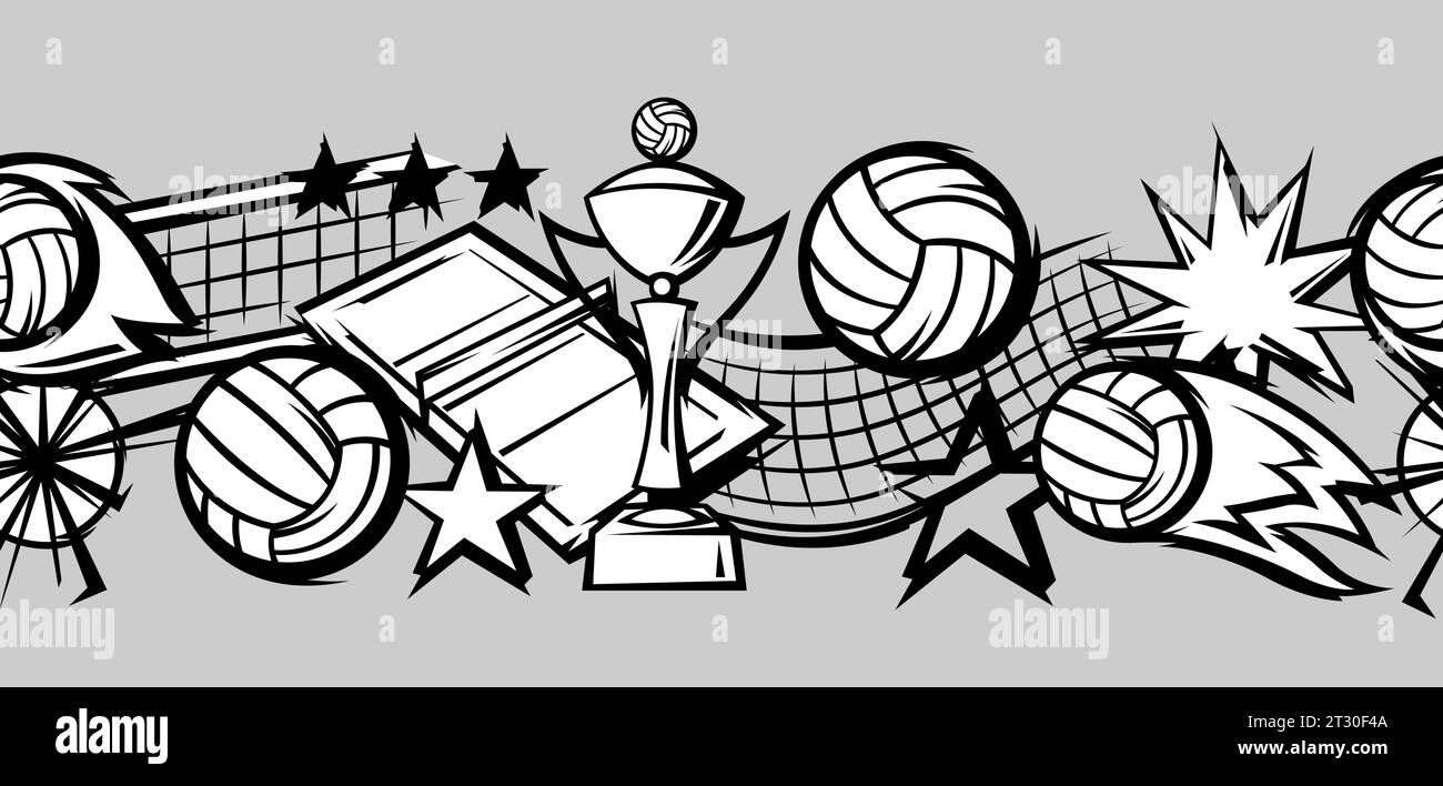Pattern with volleyball items. Sport club illustration Stock Vector ...