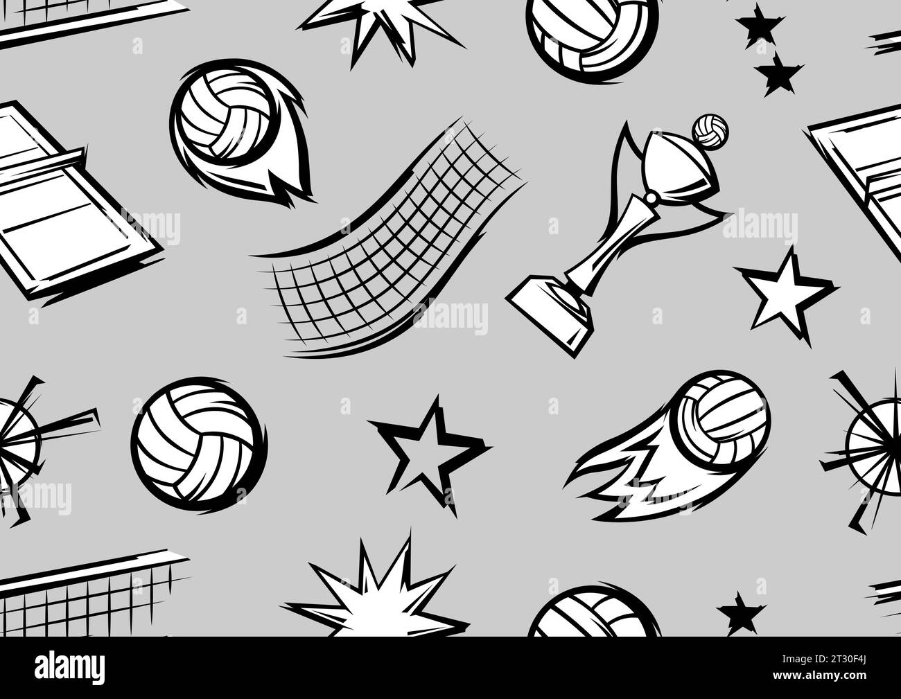 Pattern with volleyball items. Sport club illustration Stock Vector ...