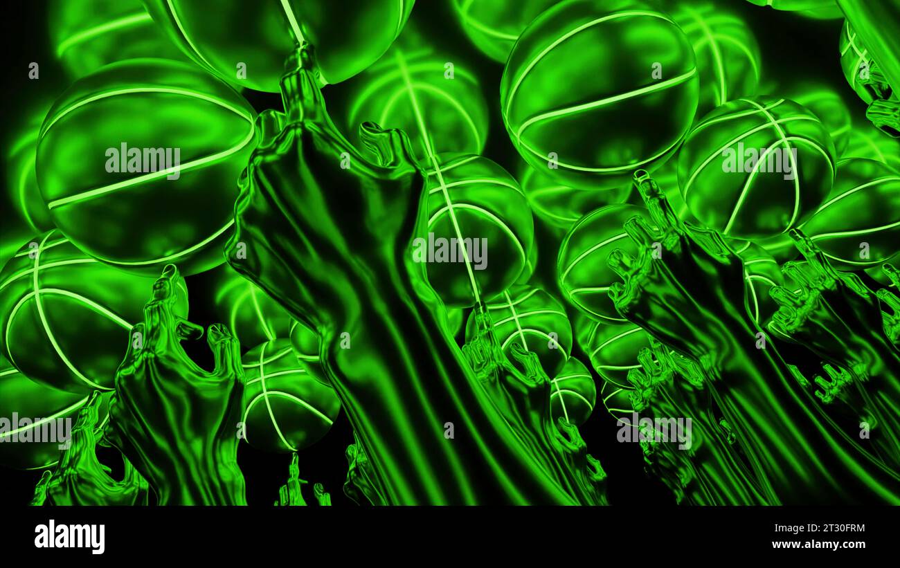 Basketball rotation animation. Design. Neon animation with 3d hands and ...