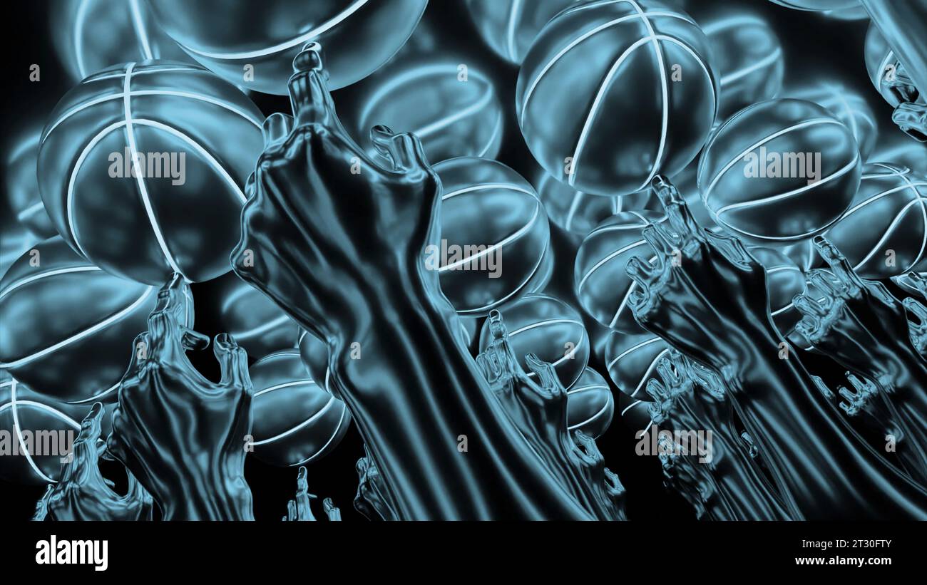 Basketball rotation animation. Design. Neon animation with 3d hands and ...