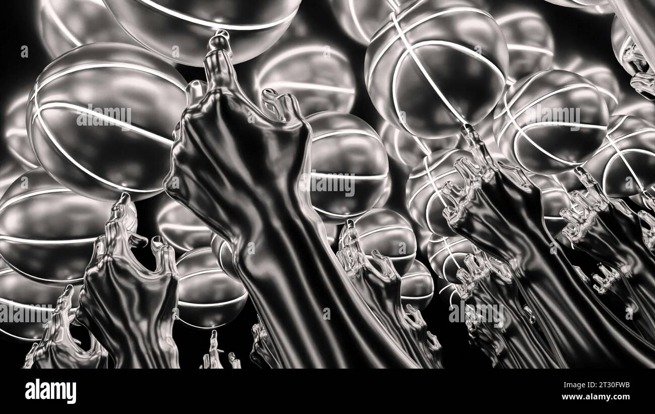 Basketball rotation animation. Design. Neon animation with 3d hands and ...