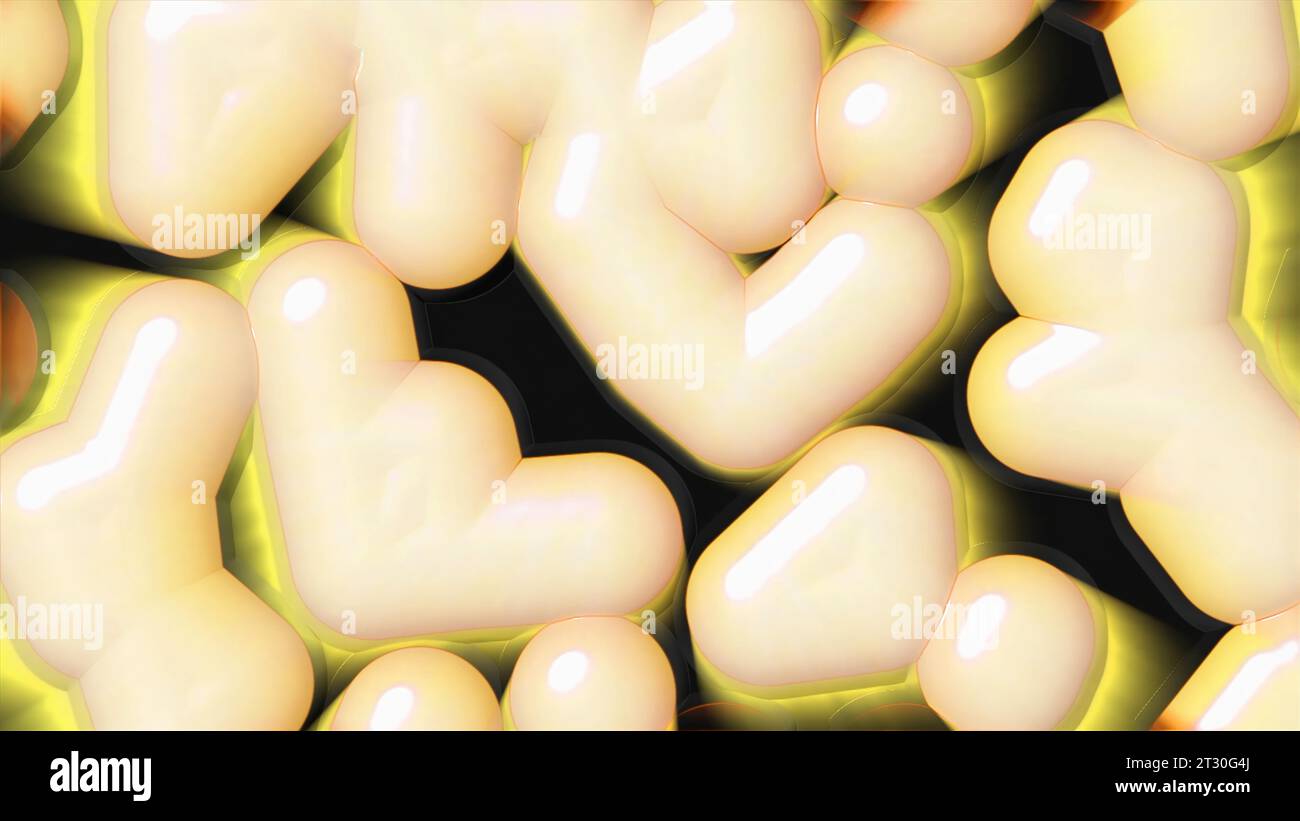 Flashing moving pattern of 3d liquid. Motion. 3d molecular fluid parts ...