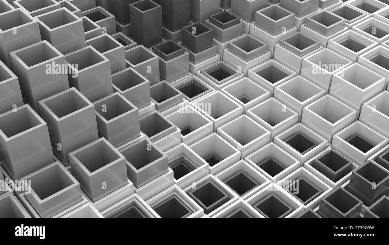 3D animation of moving square columns. Design. Square pillars move ...