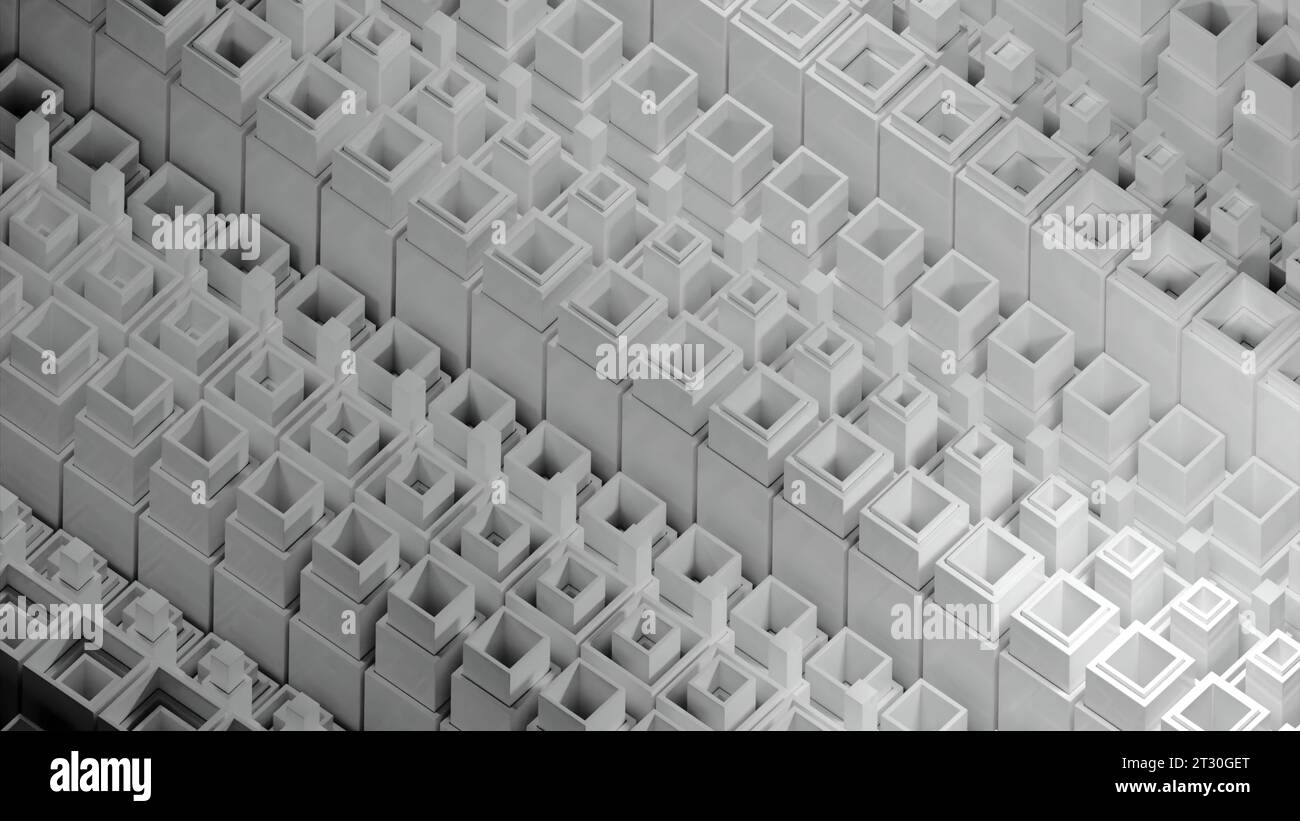 Square 3d columns move in mechanical waves. Design. Columns move in 3d ...