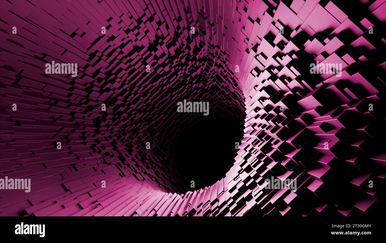 Pink and red tunnel without light. Design. A fast-moving tunnel of ...