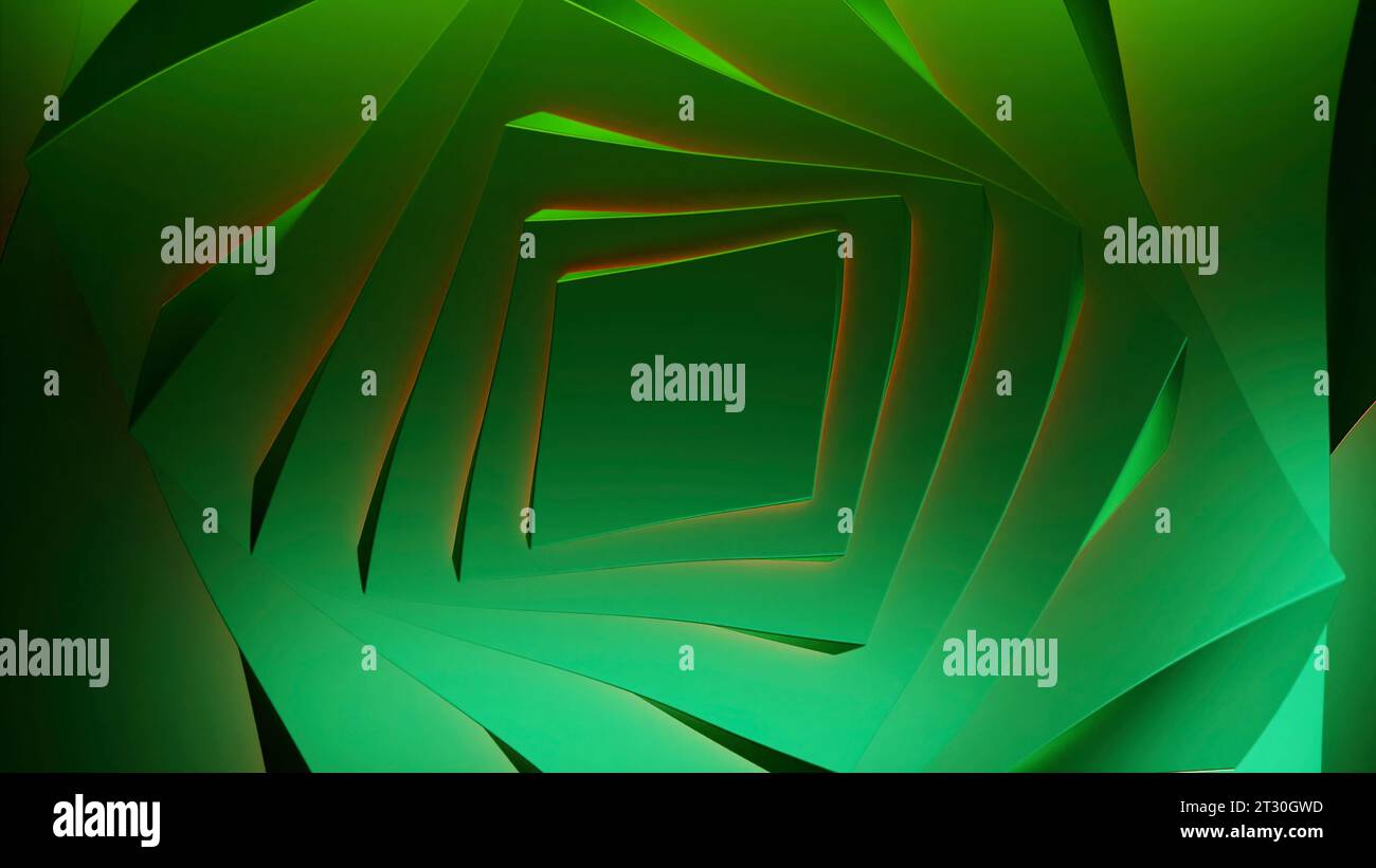 Green square tunnel. Design. Large and small squares standing on top of ...
