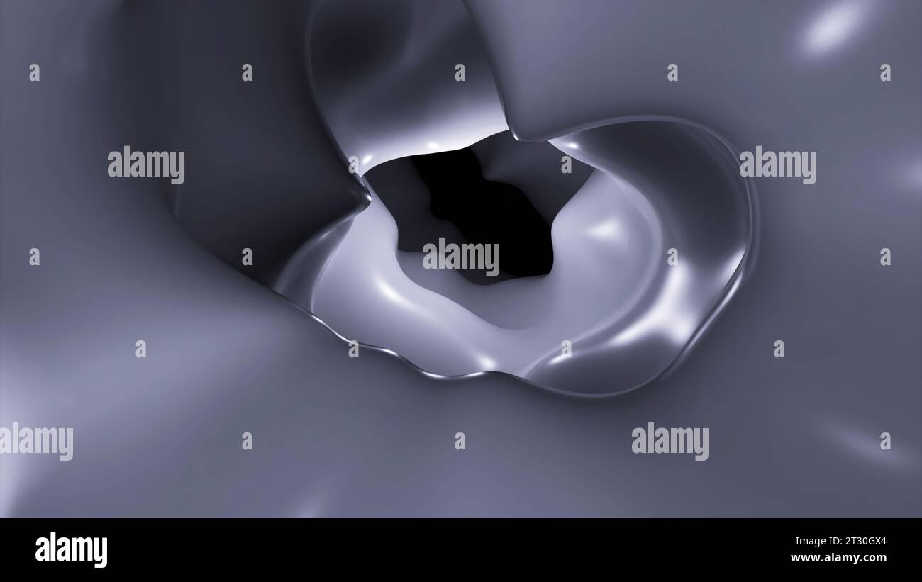 3D tunnel with moving liquid textures. Design. Abstract animation of ...