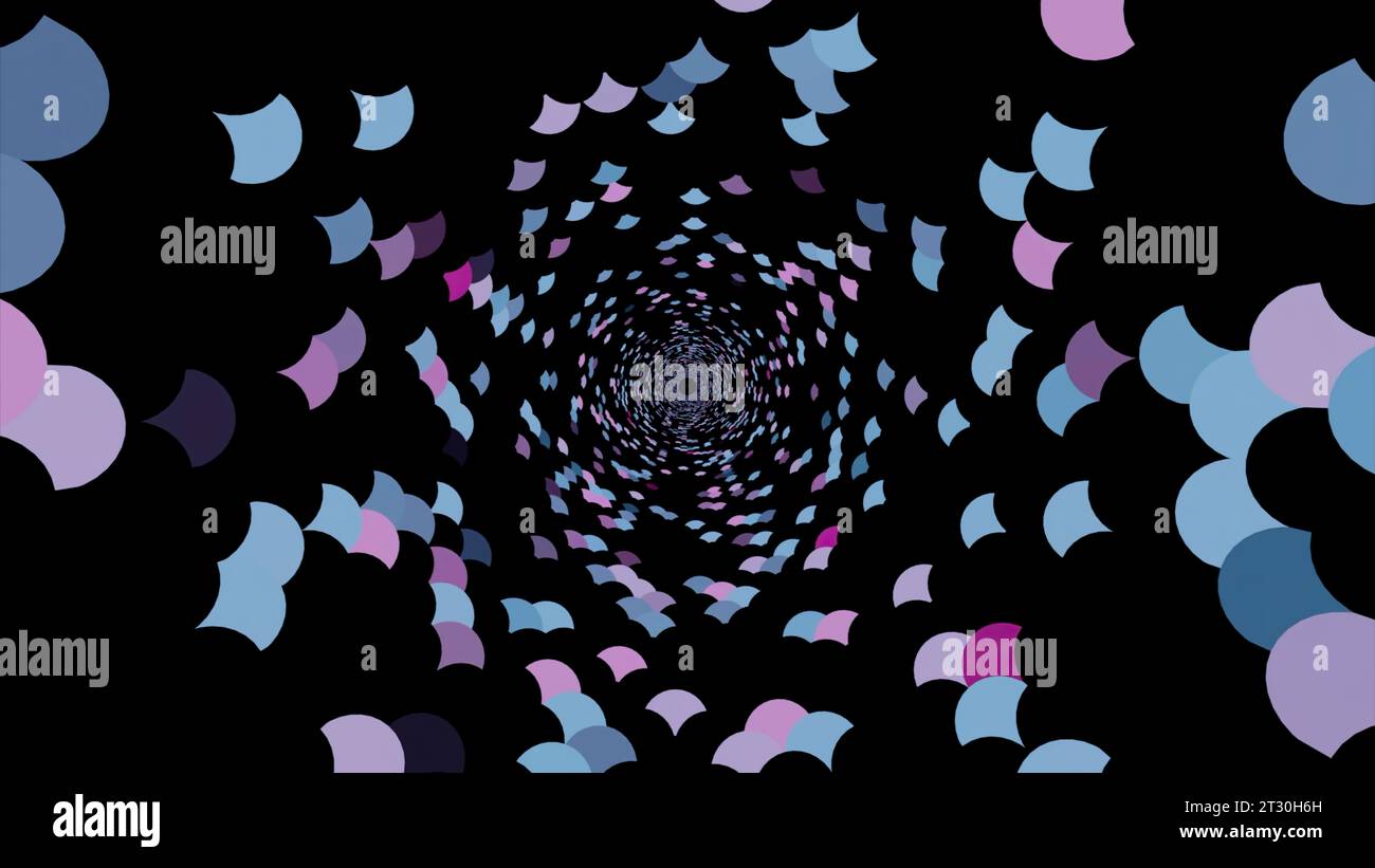 A dark corridor with bright patterns of purple and blue shades. Design ...
