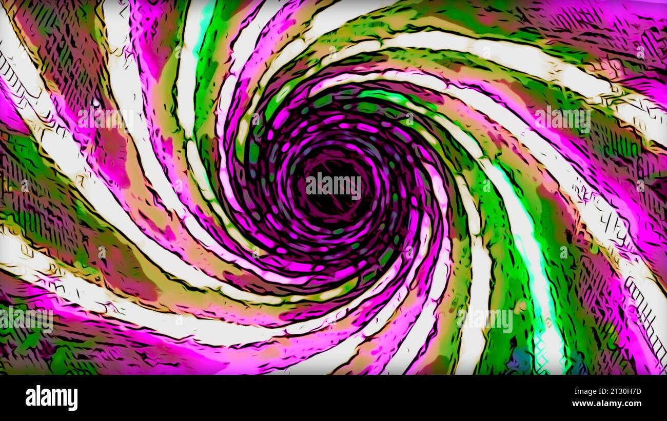 A vivid hypnotic illusion. Design. A color abstraction with light that ...