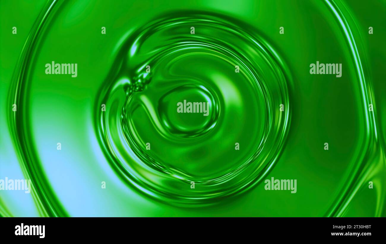 Bright metallic liquid with rippling rings. Design. Vibrations of ...