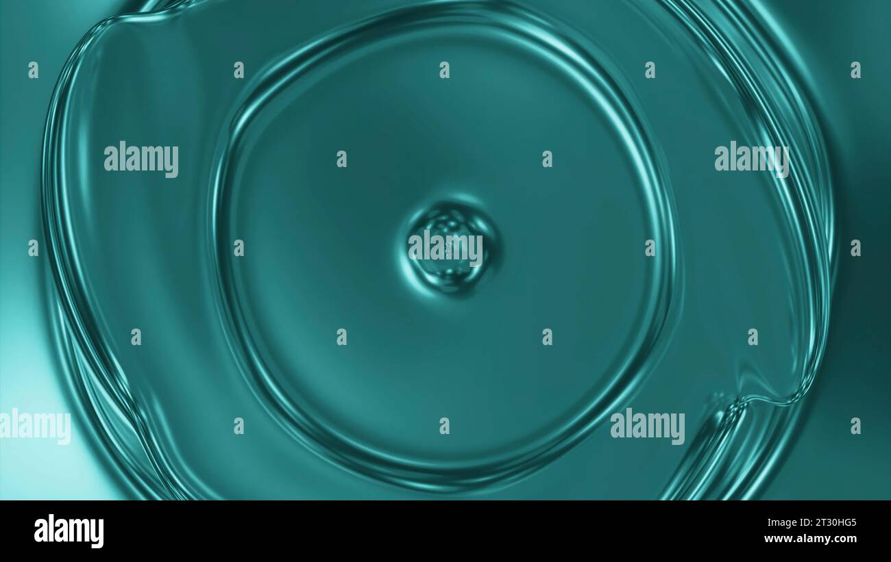 Bright metallic liquid with rippling rings. Design. Vibrations of ...