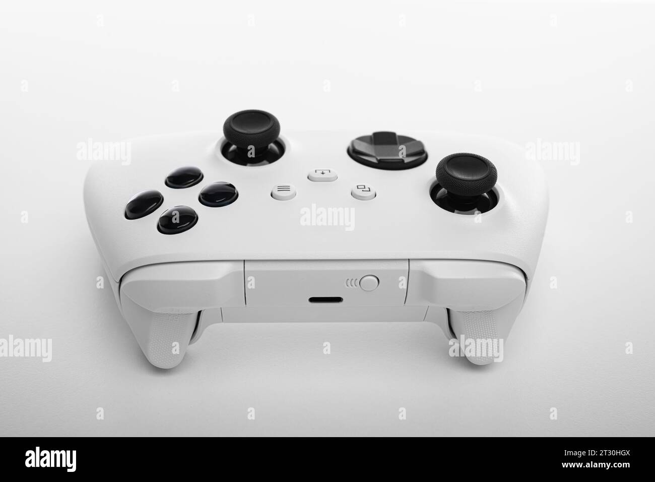 White wireless gamepad controller joystick isolated on a white Stock ...