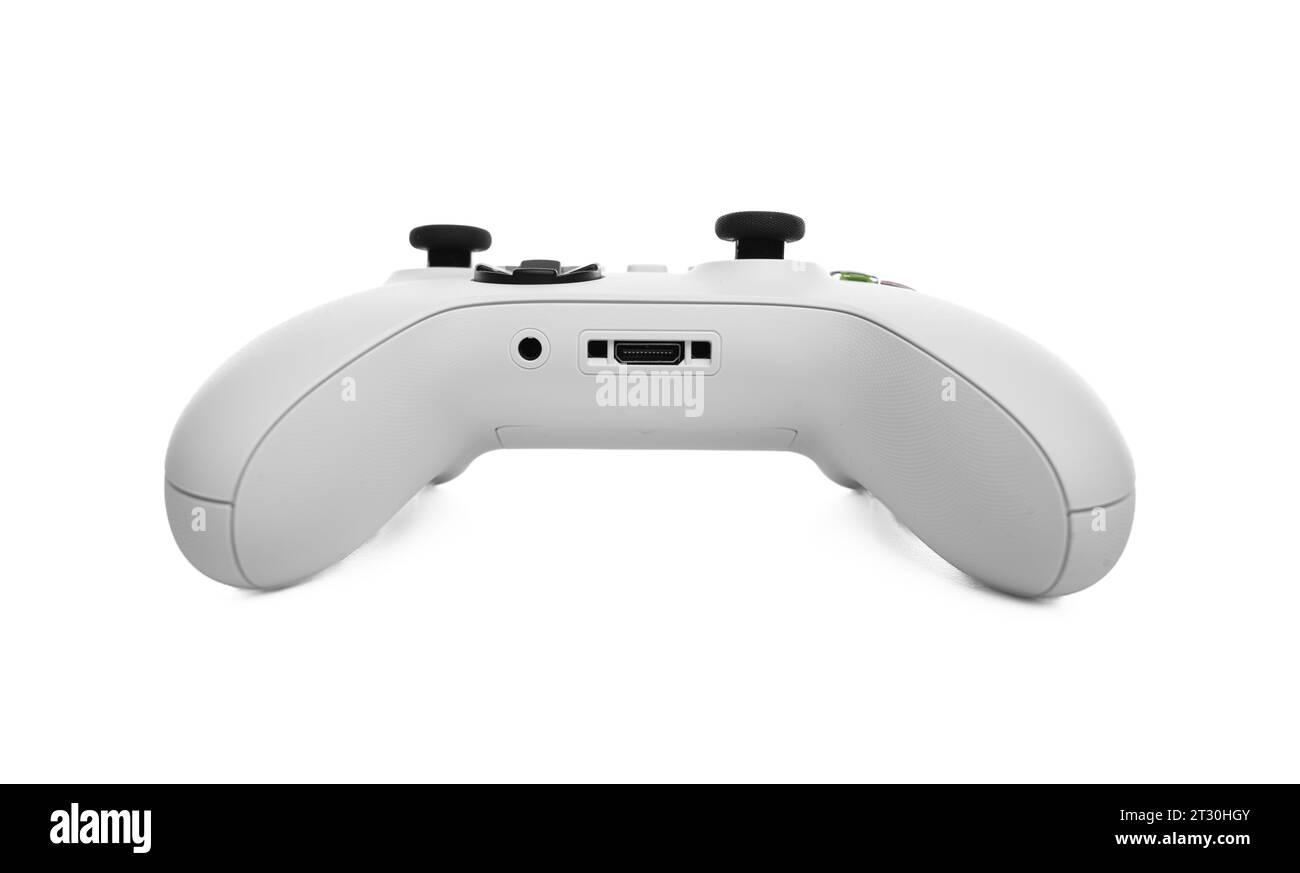White wireless gamepad controller joystick isolated on a white Stock ...