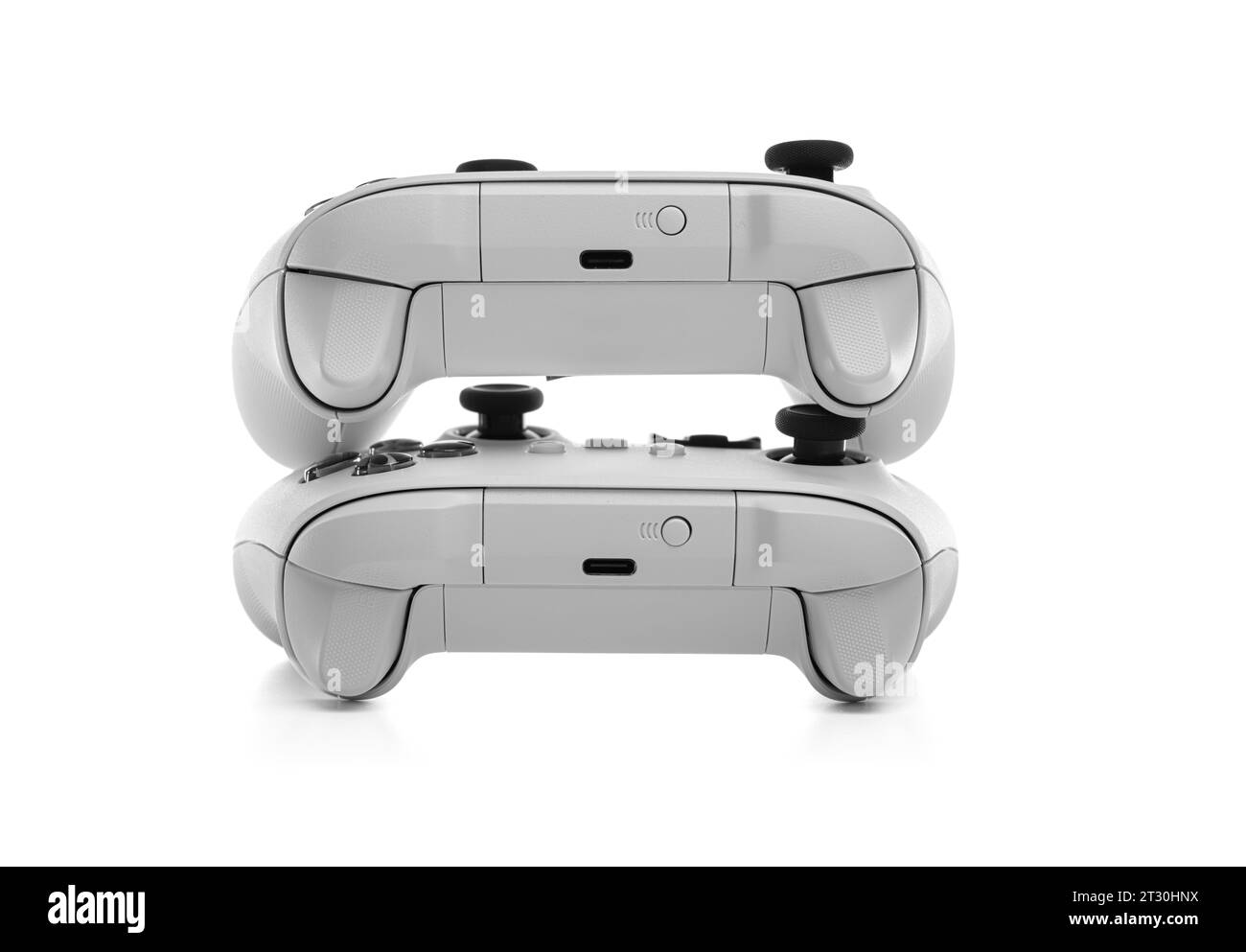 White wireless gamepad controller joystick isolated on a white Stock ...