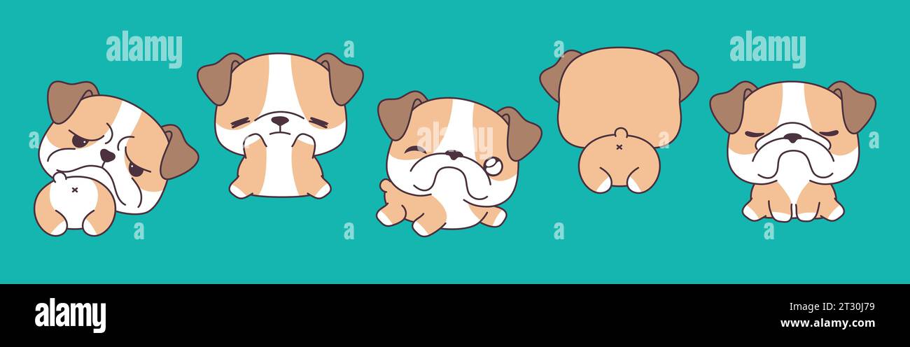 Set of Vector Cartoon Animal Illustrations. Collection of Kawaii ...