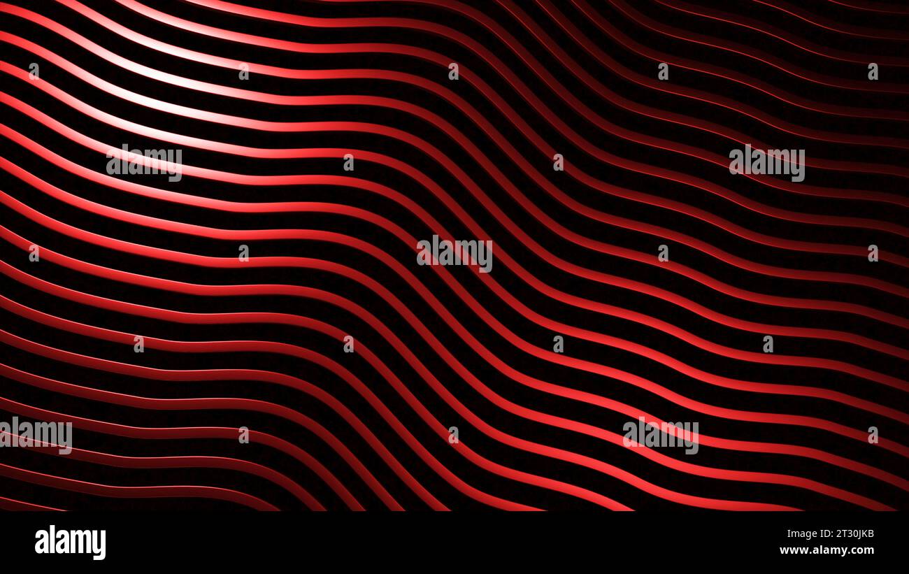 Curving lines of metallic lines on black background. Design ...
