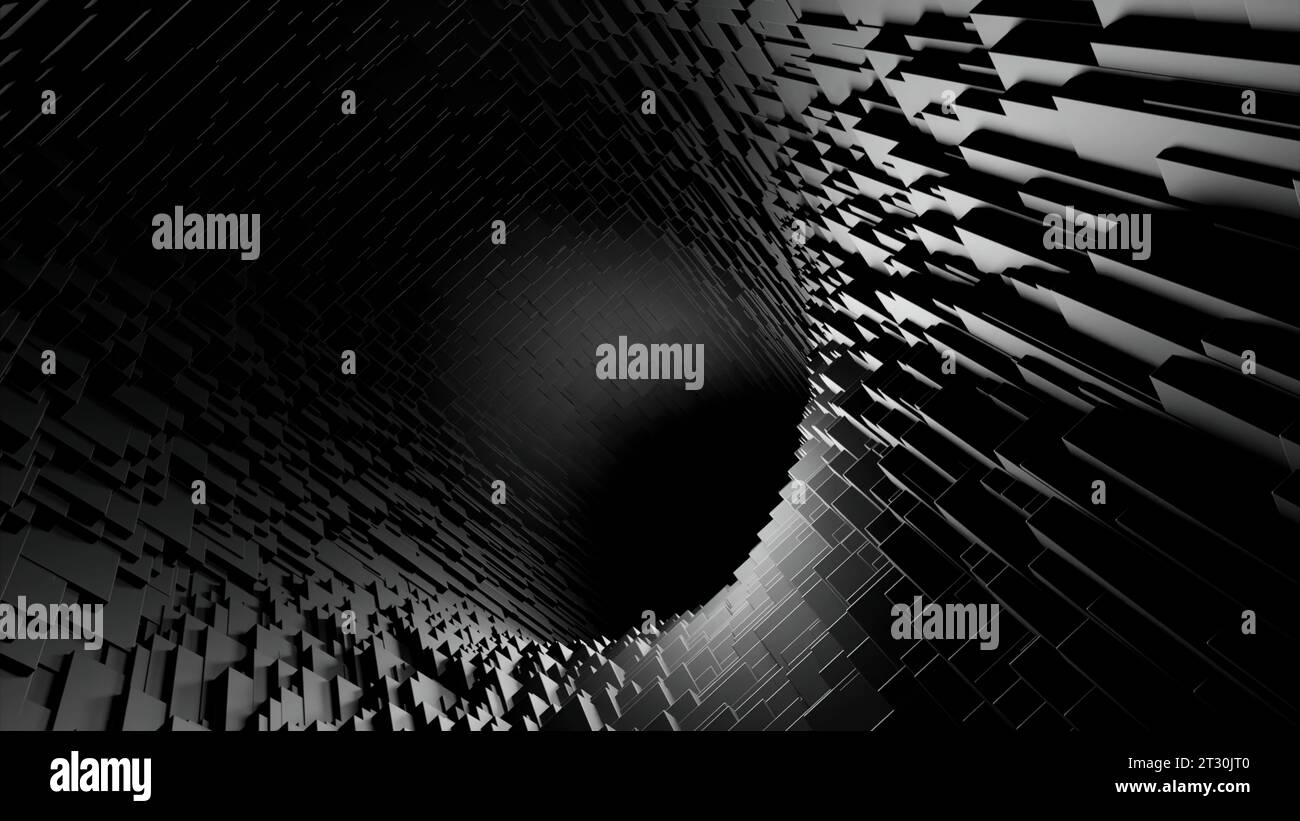 Dark tunnels in animation. Design. Light animations that move quickly ...