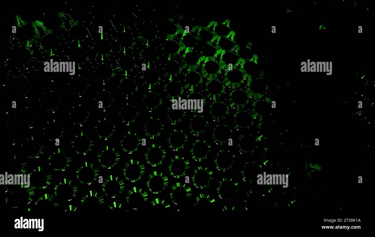 Black background with glass mesh. Design. Yellow and green backlighting ...