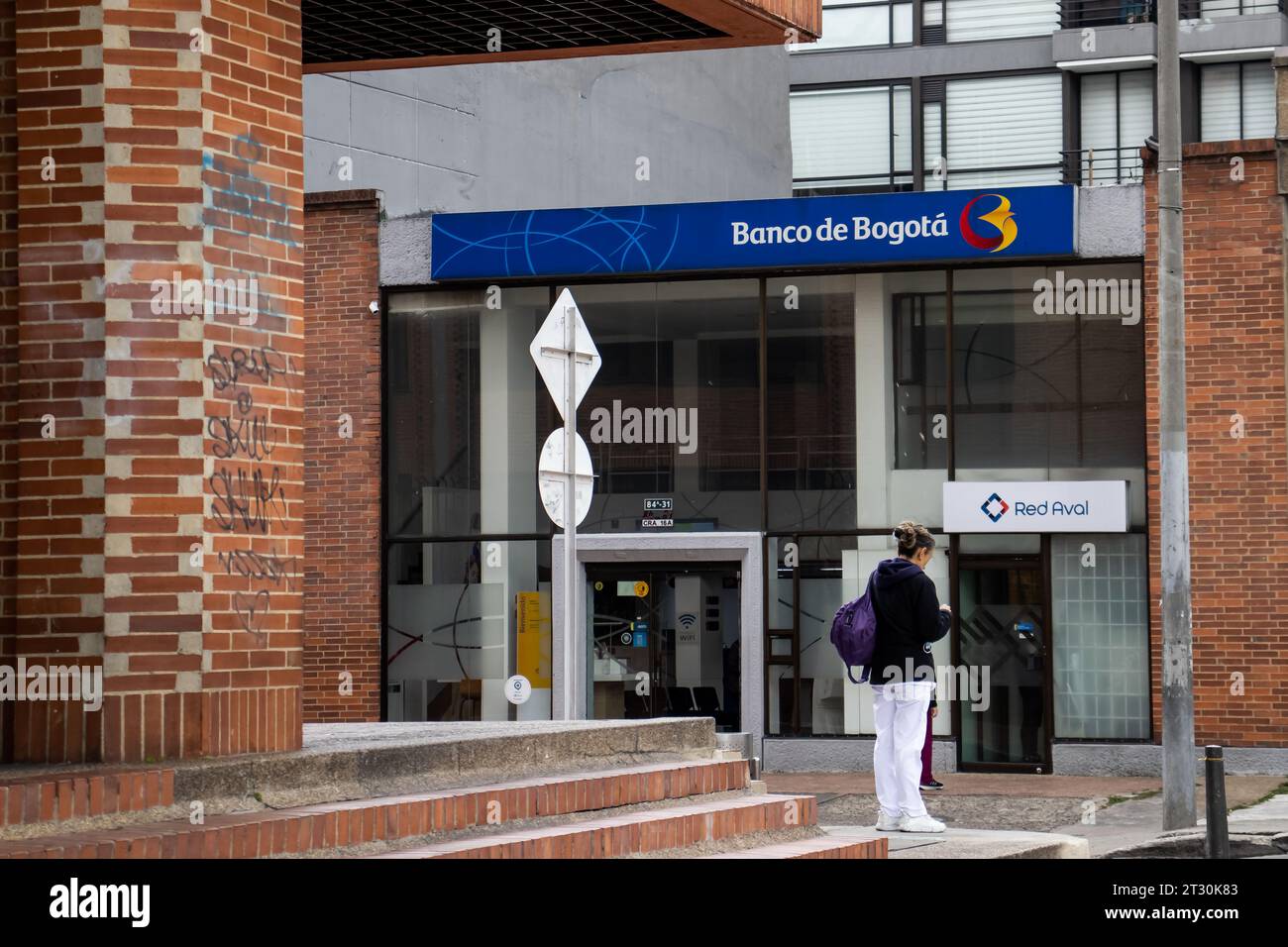 Bogota, Colombia - October 21st 2023. Facade of the Banco de Bogota ...