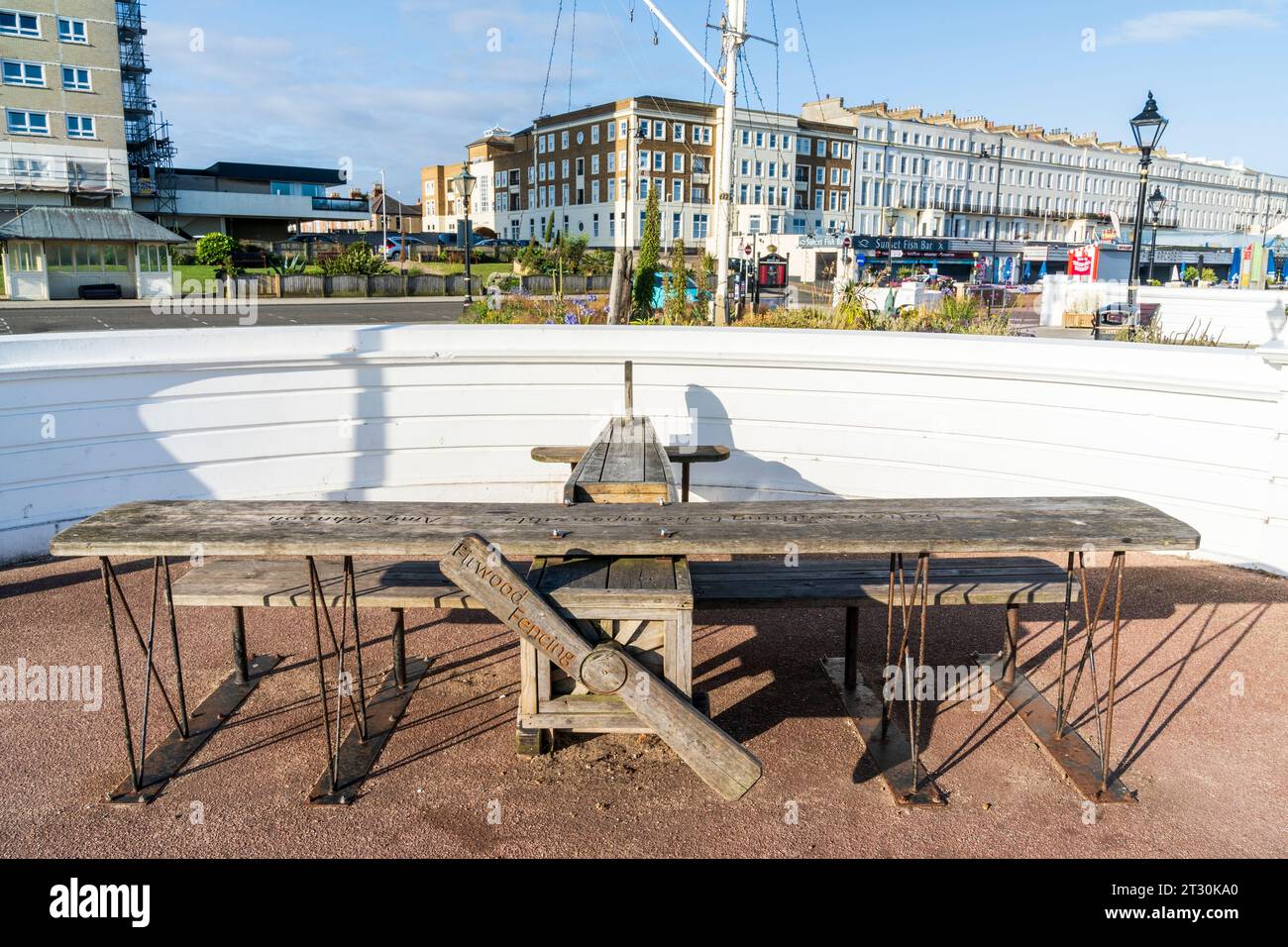 The Army Johnson bench and table in the shape of a wooden biplane on ...