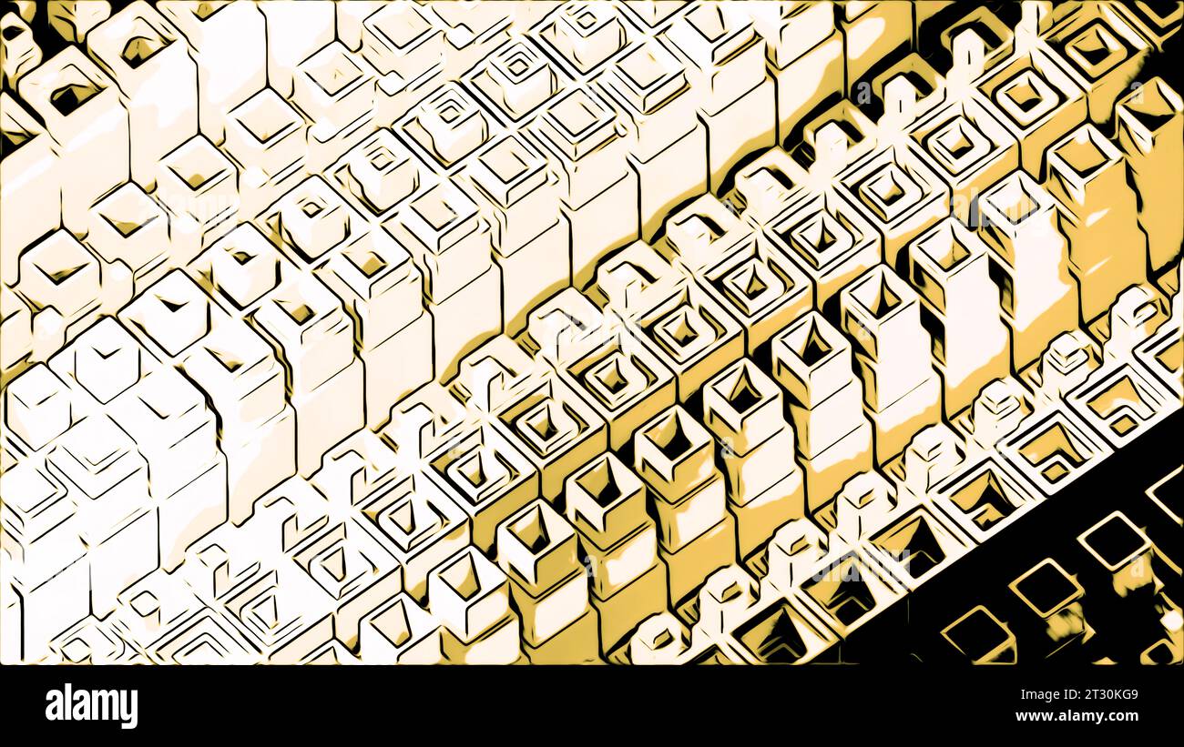 Psychedelic Animation With Geometric Moving Columns Design Square Columns Move In Waves Wave