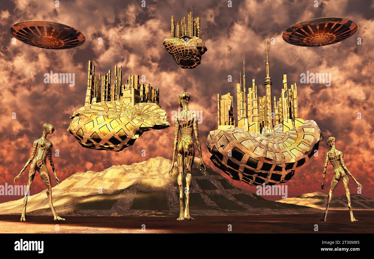 Aliens On Their Homeworld Stock Photo - Alamy