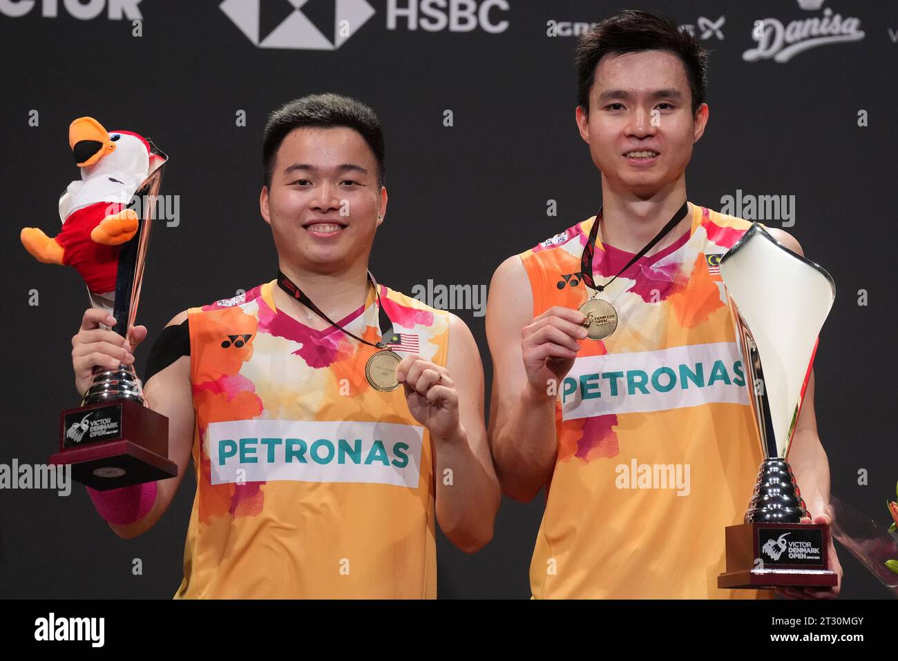 Aaron Chia and Soh Cool Yik, Malaysia wins the mens double final at Victor Denmark Open in Jyske ...