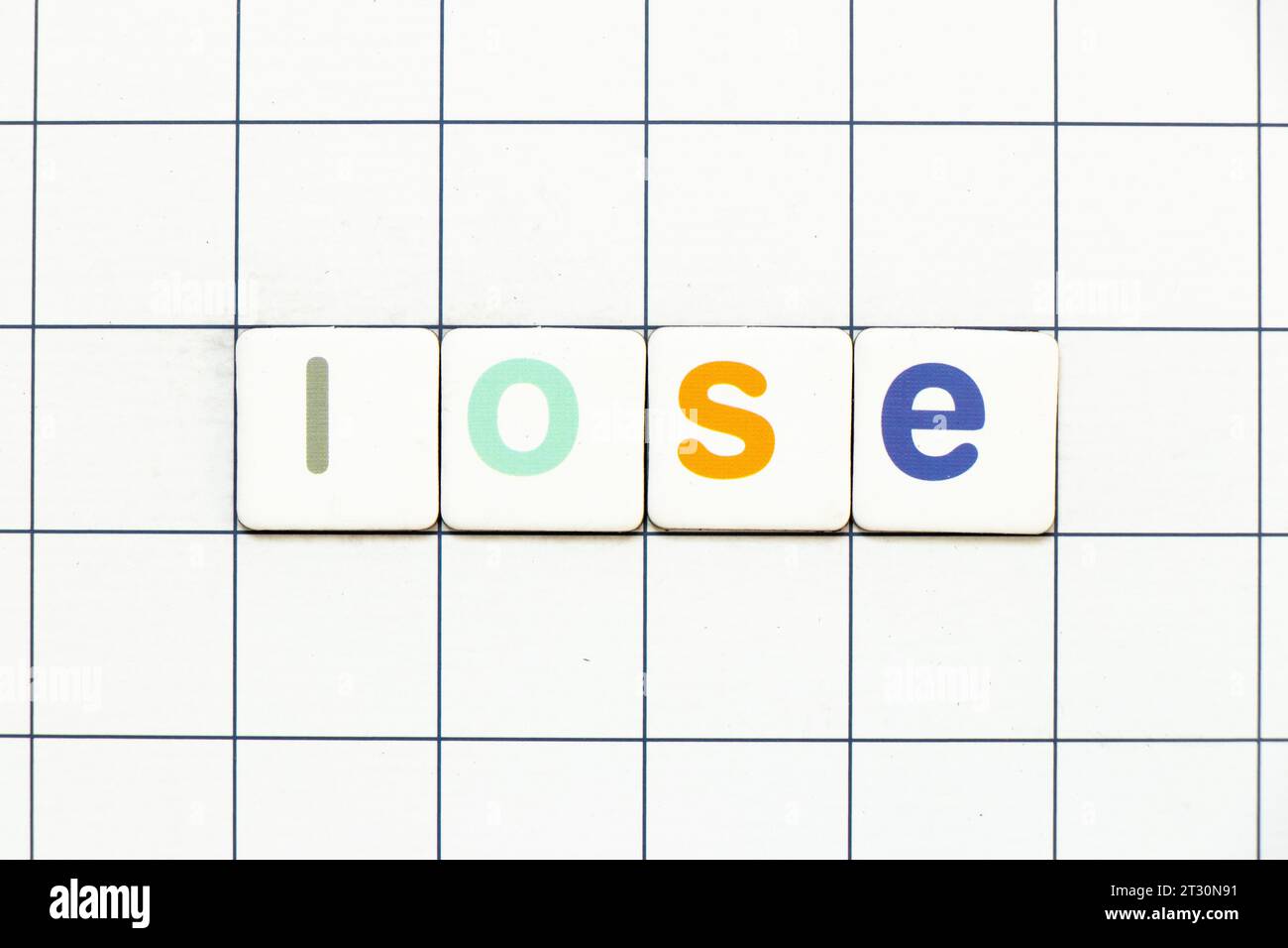 Colorful tile letter in word lose on white grid background Stock Photo ...