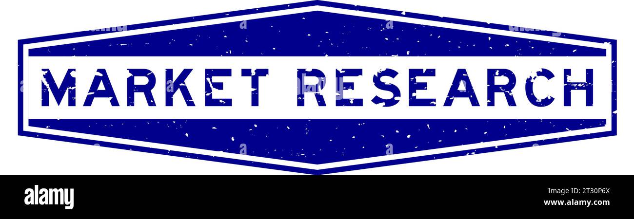 Grunge blue market research word hexagon rubber seal stamp on white background Stock Vector ...